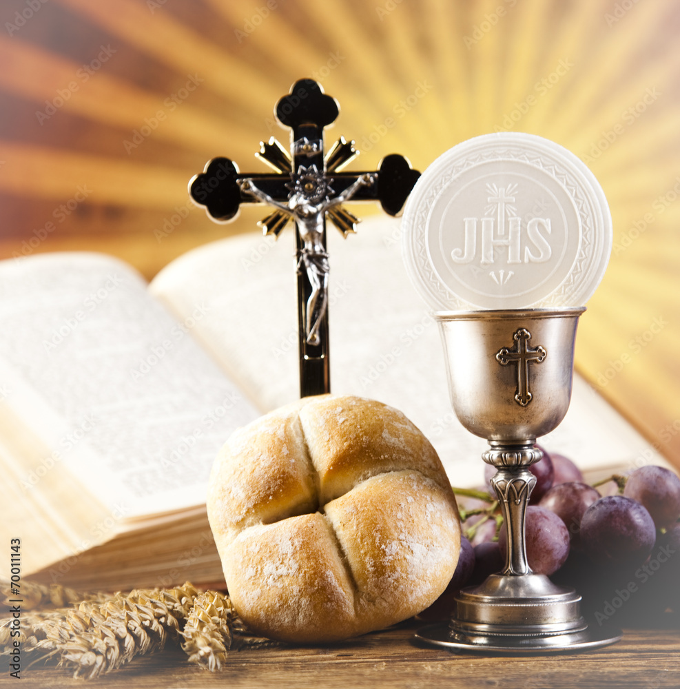 Holy Communion Bread, Wine Stock Photo | Adobe Stock