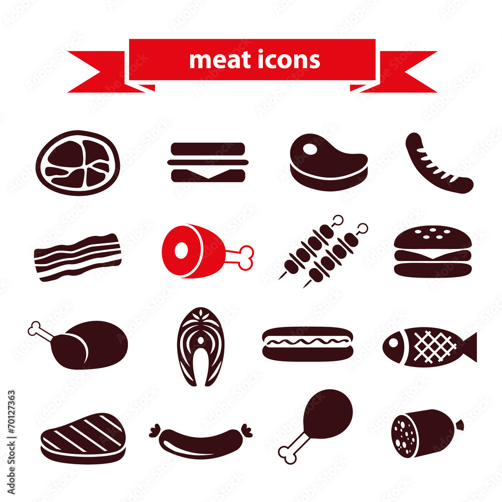 meat icons Stock Vector | Adobe Stock