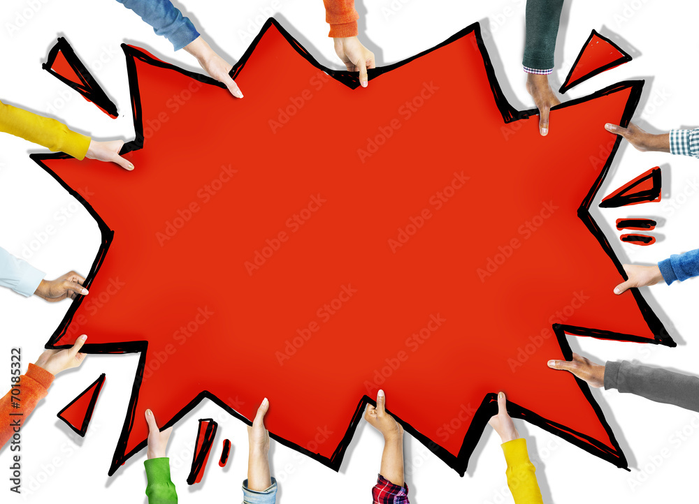 Diverse Hands Holding Exploding Symbol Stock Photo | Adobe Stock