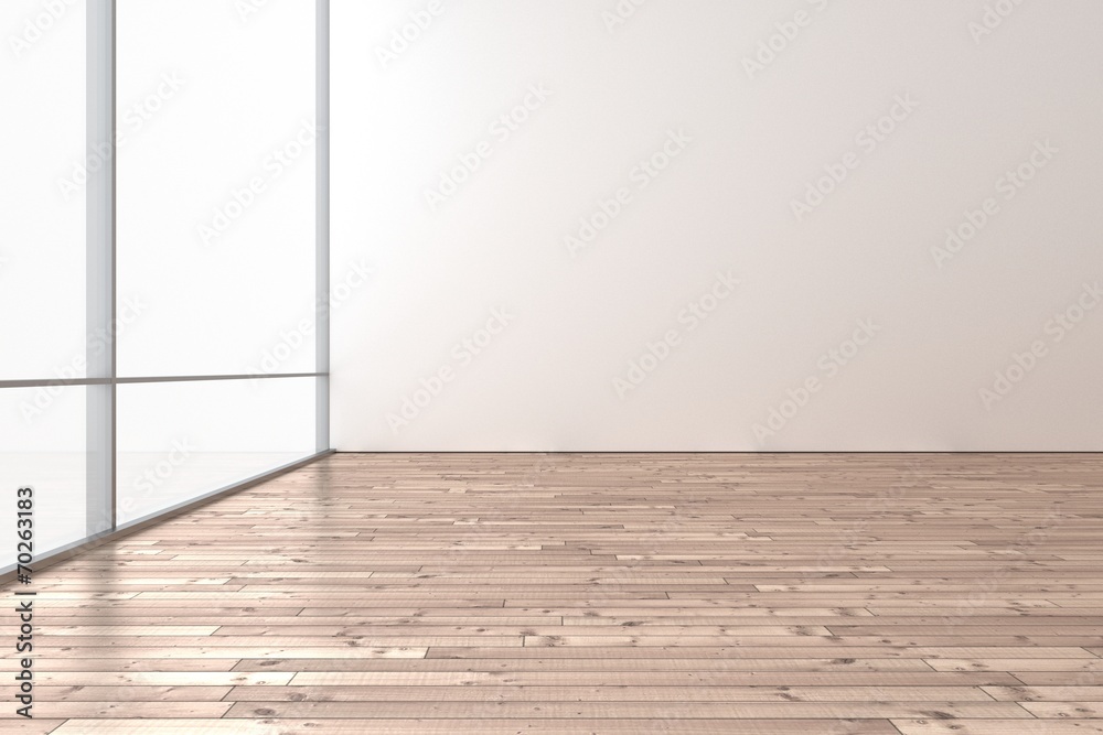 Stock-Illustration „Raum leer hell modern mit Bilderrahmen Holzboden ...