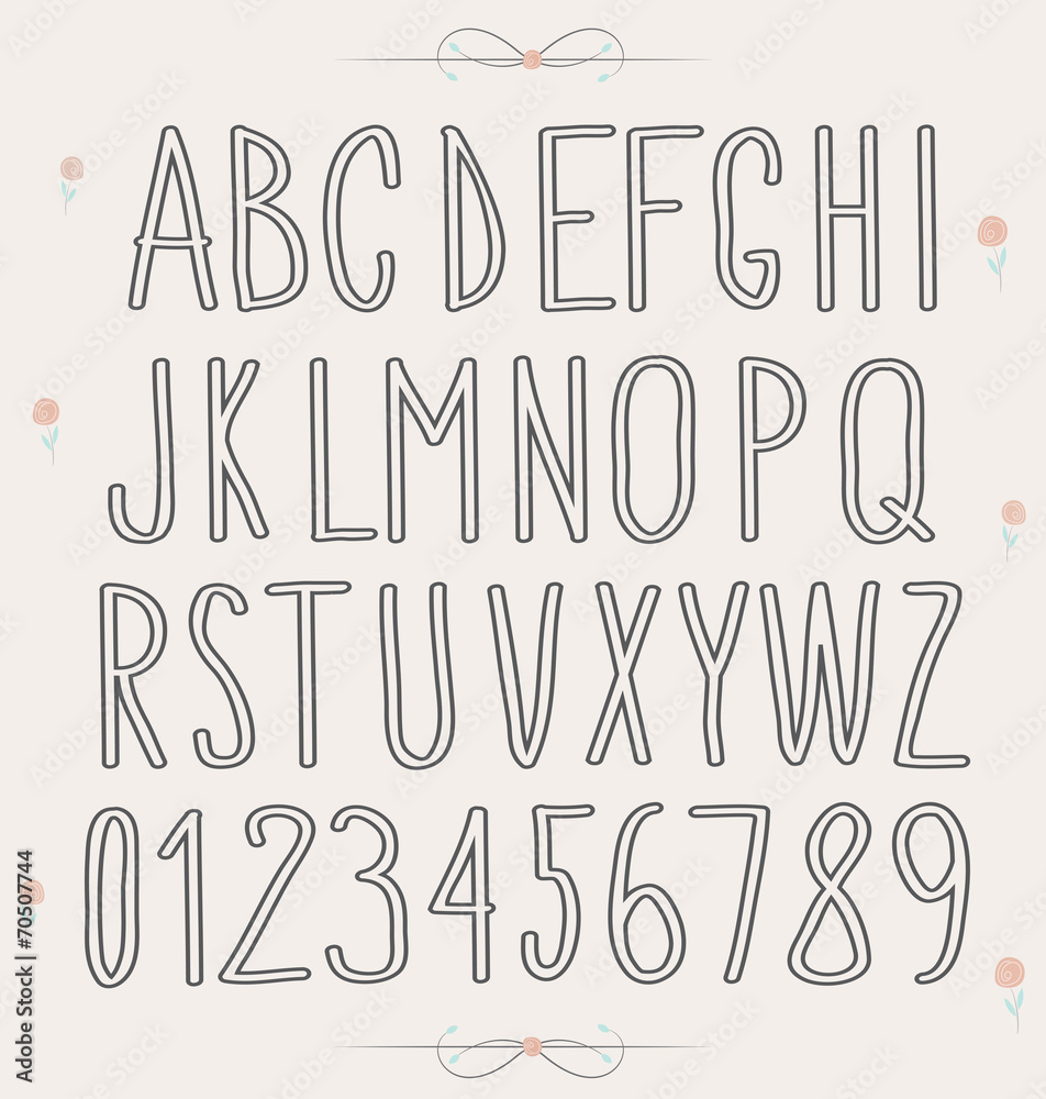handwritten font, hand drawn sketch alphabet and numbers Stock Vector ...