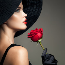 Portrait Of Lady With Red Roses Free Stock Photo - Public Domain Pictures
