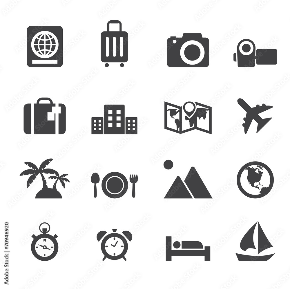 travel and holiday icons Stock Vector | Adobe Stock