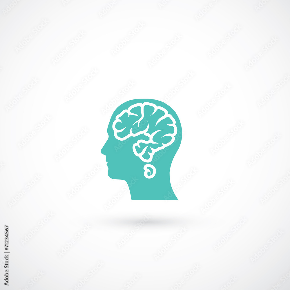 Vector de Stock Human head with brain in shape of question mark | Adobe ...