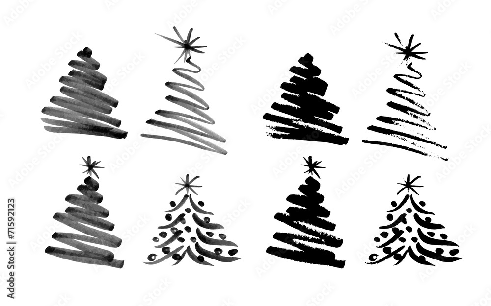 Hand sketch Christmas tree. Vector illustration Stock Vector | Adobe Stock