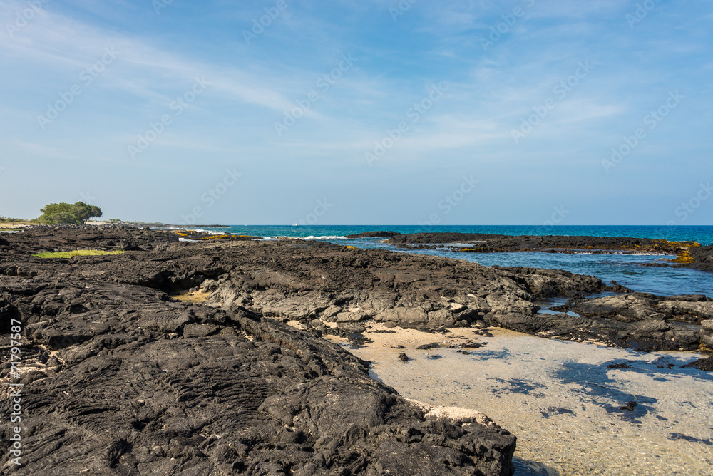 Lava rock beach in Big Island Hawaii の Stock フォト | Adobe Stock