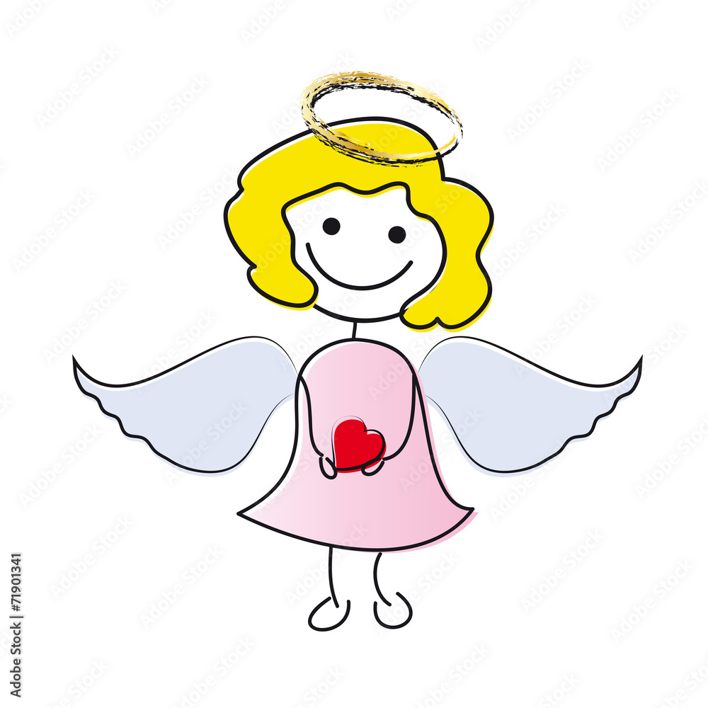 Stock-Vektorgrafik „Einen Schutzengel haben, Engel mit Herz, Hoffnung ...