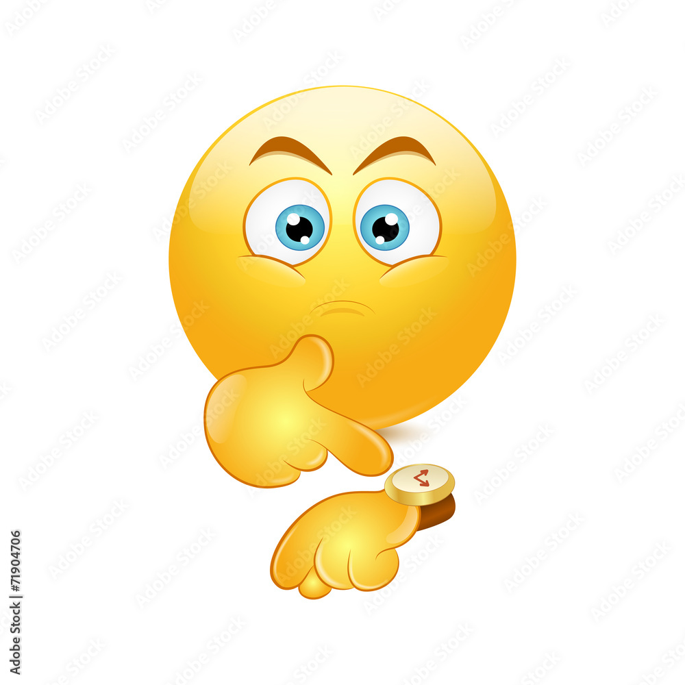 Emoticon pointing at watch Stock Vector | Adobe Stock