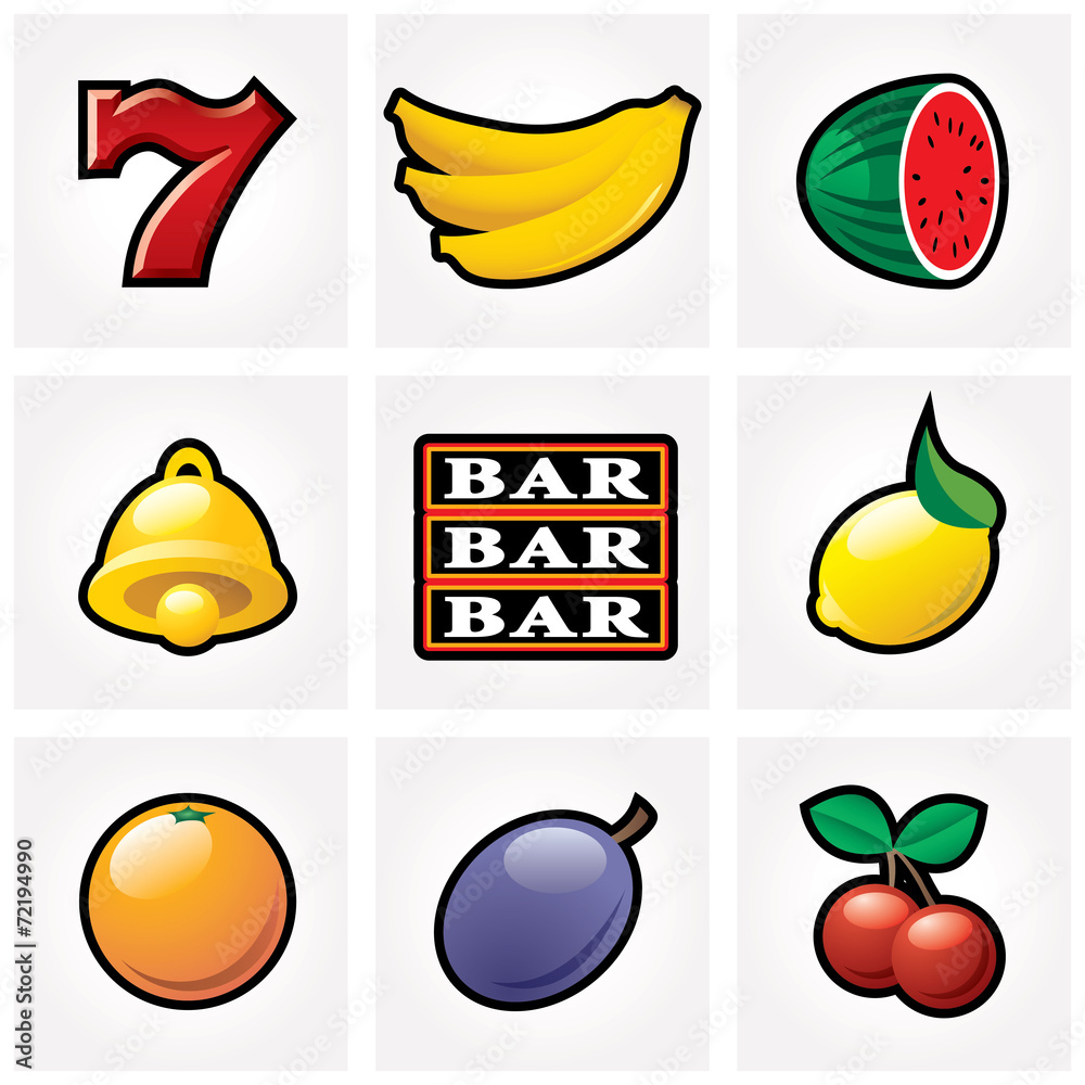 slot machine icons Stock Vector | Adobe Stock