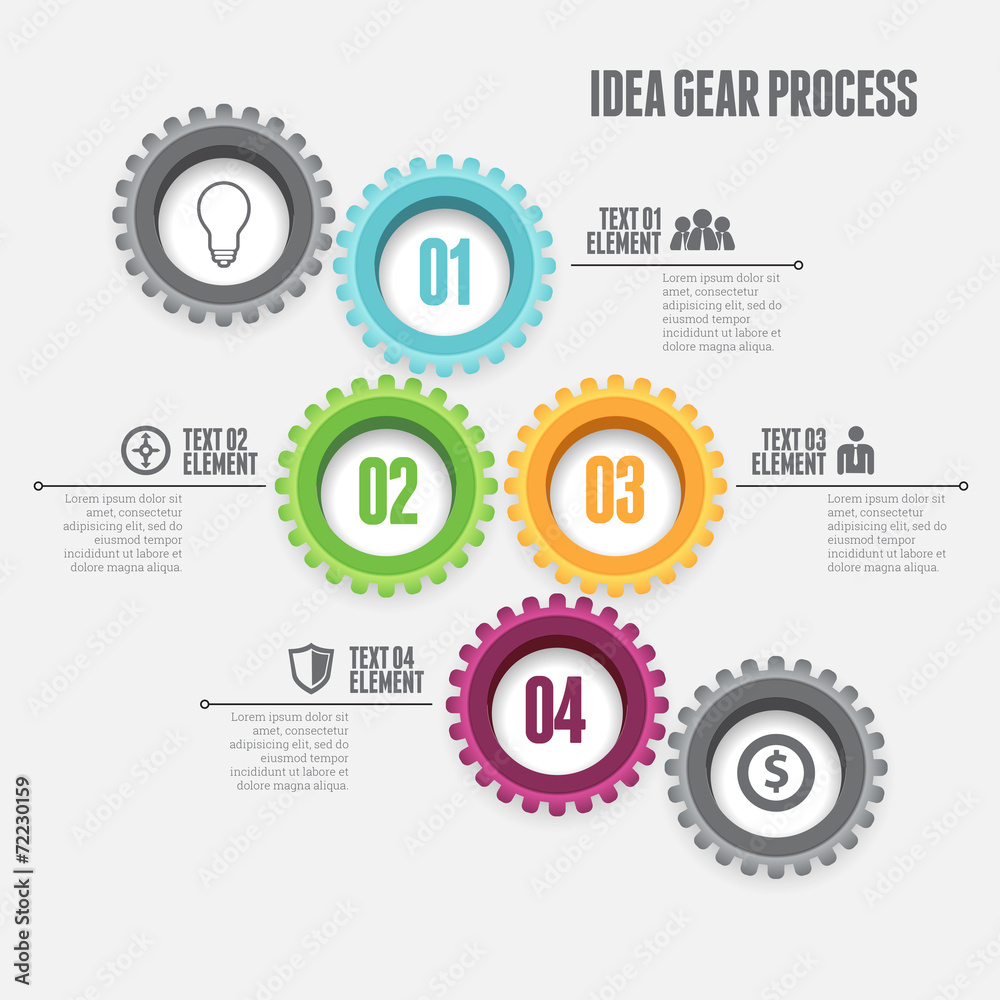 Idea Gear Process Infographic Stock Vector | Adobe Stock