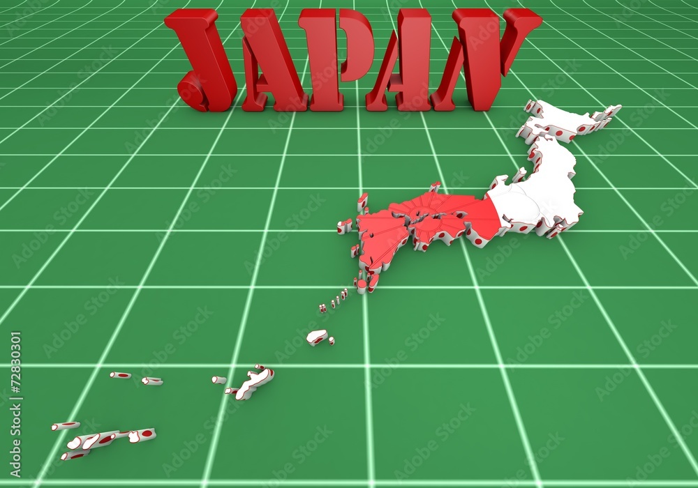 map of Japan with flag Stock Illustration | Adobe Stock