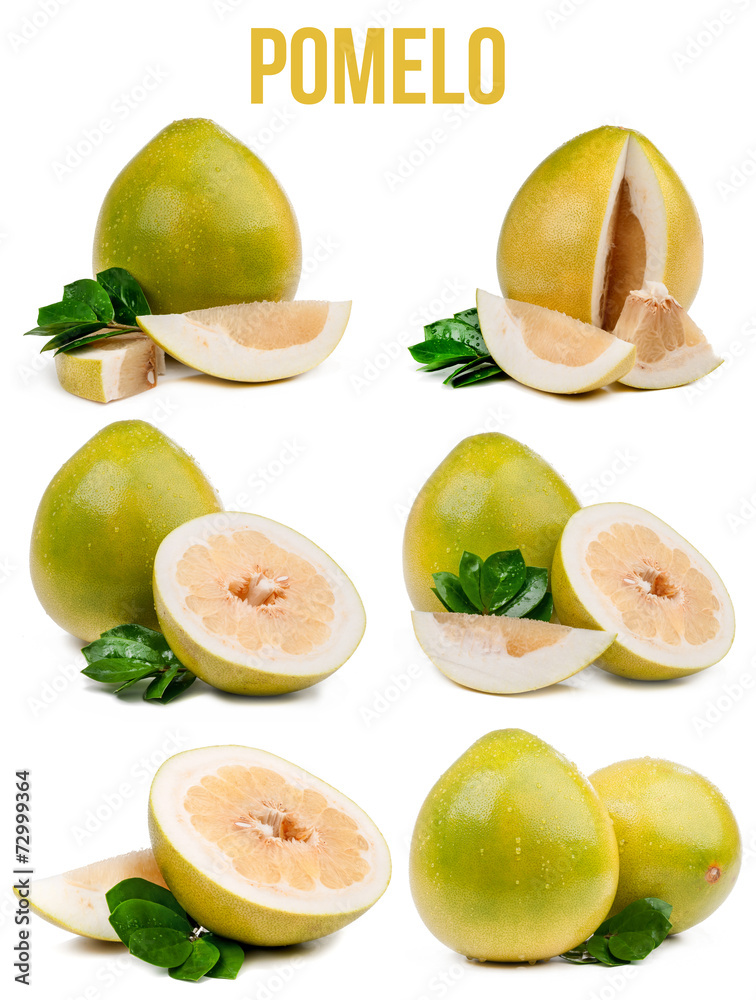 Photo Stock set of six compositions pomelo isolated | Adobe Stock
