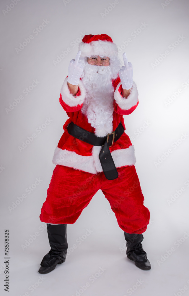 Santa Claus with middle finger Stock Photo | Adobe Stock