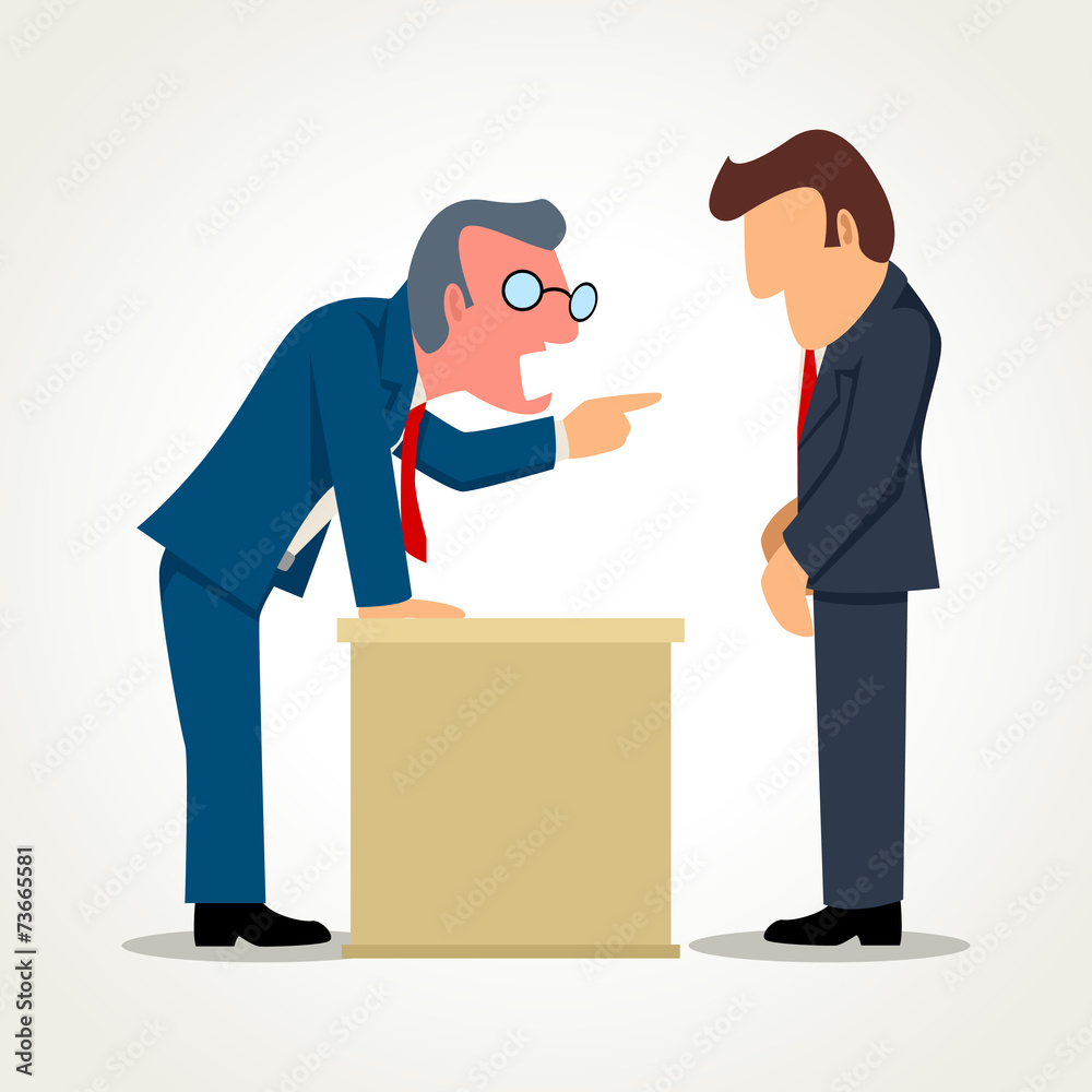 Simple cartoon of a boss angry with his subordinate Stock Vector ...