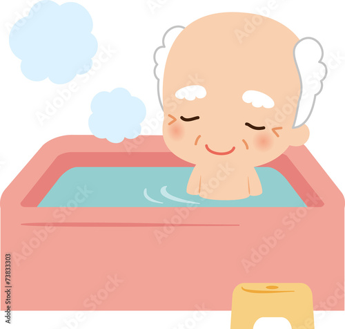 お風呂でくつろぐ高齢男性 Stock Vector | Adobe Stock
