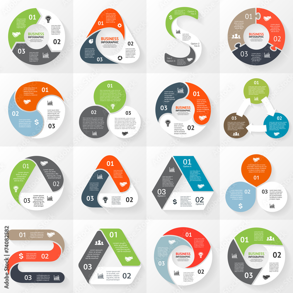 Infographic, diagram, 3 options, parts, steps. Stock Vector | Adobe Stock