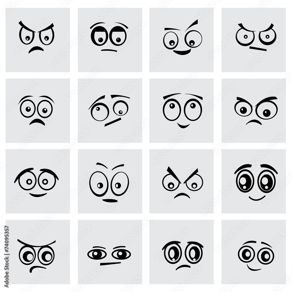 Vector black cartoon eyes icon set Stock Vector | Adobe Stock
