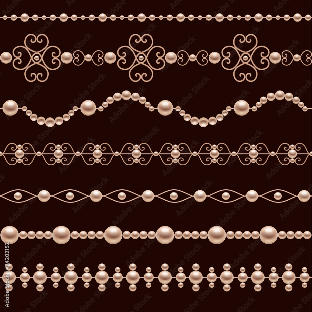 Pearl Realistic Borders Stock Vector | Adobe Stock