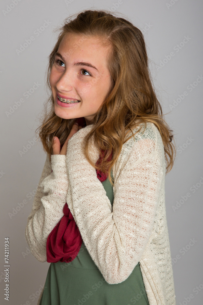 cute teenage girl with braces Stock Photo | Adobe Stock
