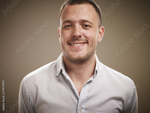 Smiling portrait face of real man with retro colour and high det Stock ...
