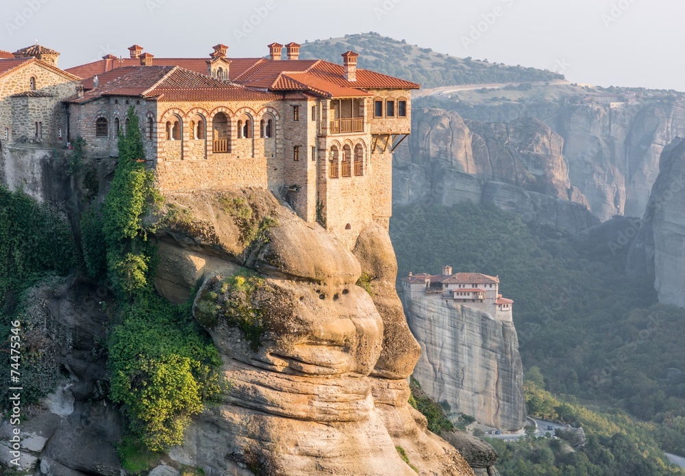 Monasteries build on top of sandstone ridge Stock Photo | Adobe Stock