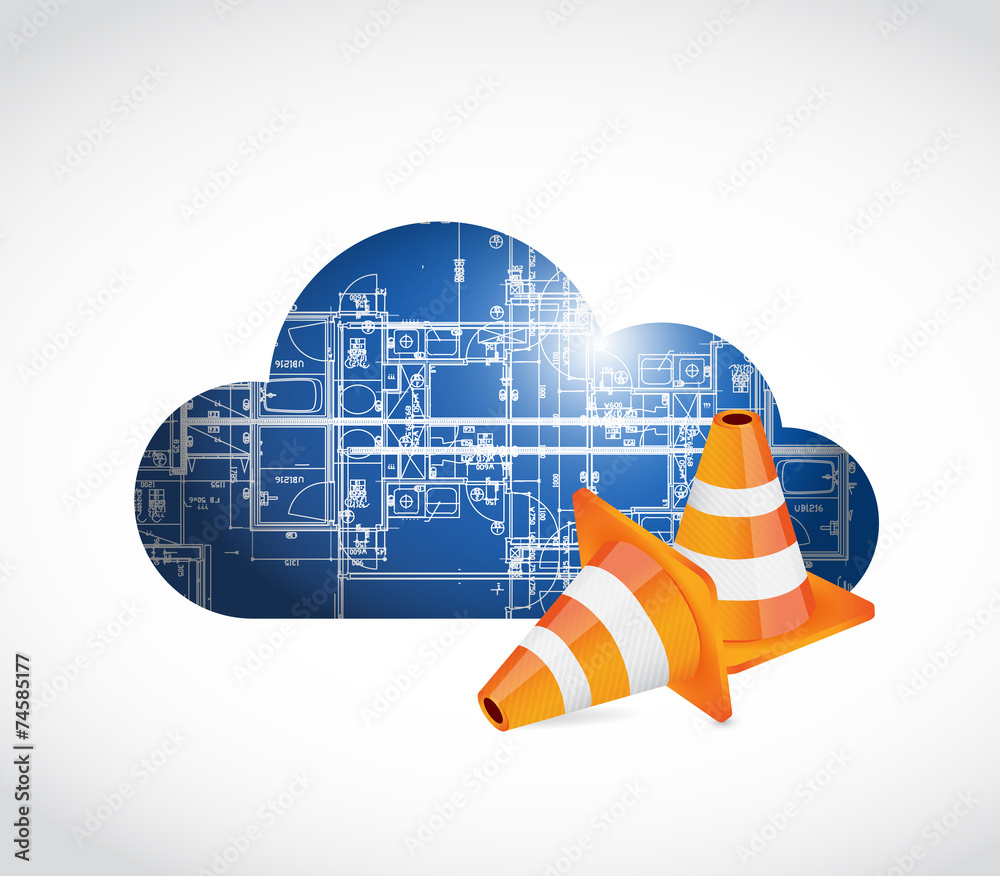 cloud computing blueprint and cones. Stock Illustration | Adobe Stock