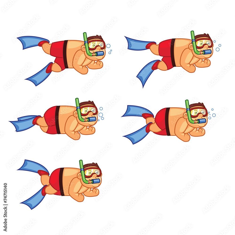 Diver Boy Swimming Sprite Stock Vector | Adobe Stock