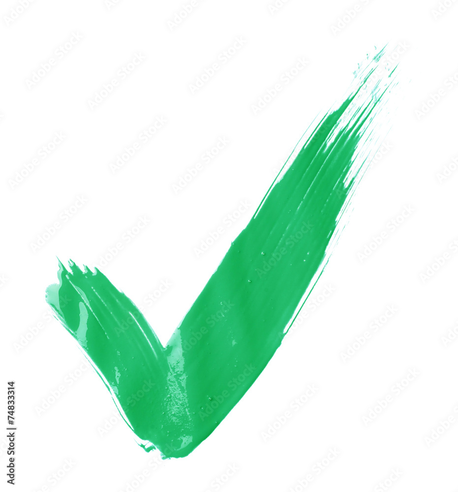 Oil paint brush stroke yes tick mark Stock Photo | Adobe Stock