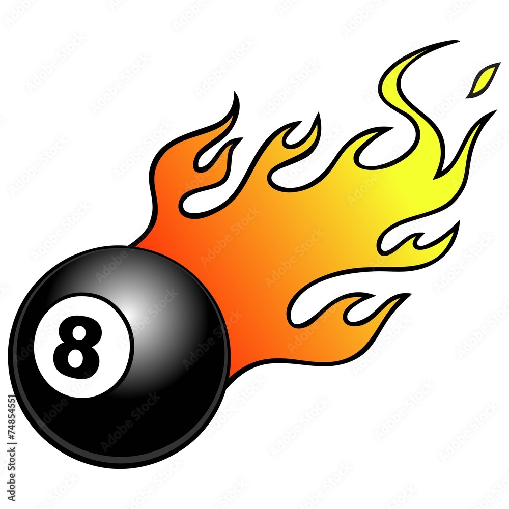Eight Ball with Flames Stock Vector | Adobe Stock