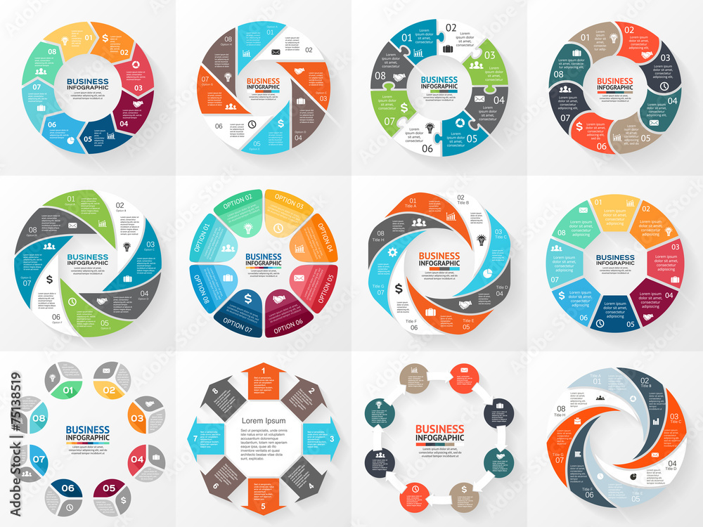 Business circle infographic, diagram with options Stock Vector | Adobe ...