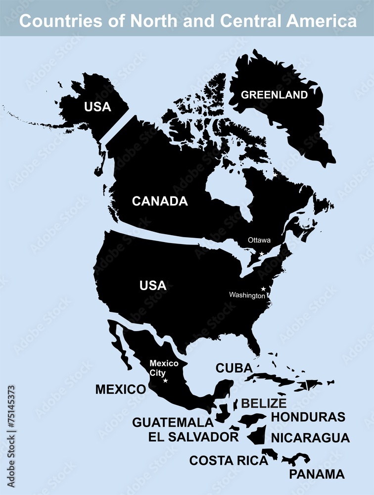 North and Central America Countries vector map Stock Vector | Adobe Stock