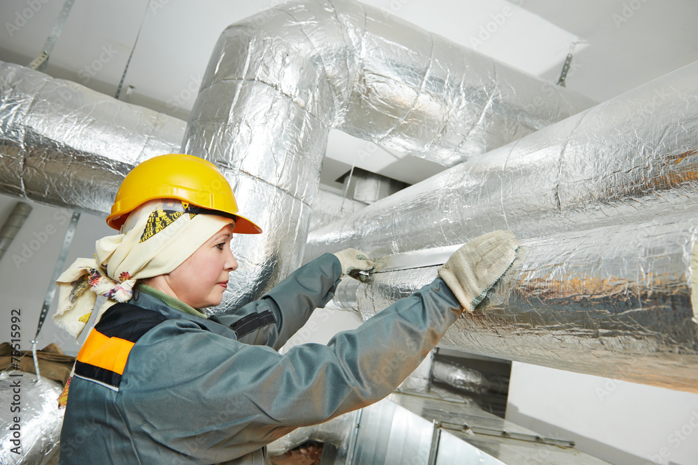 female insulation worker Stock Photo | Adobe Stock