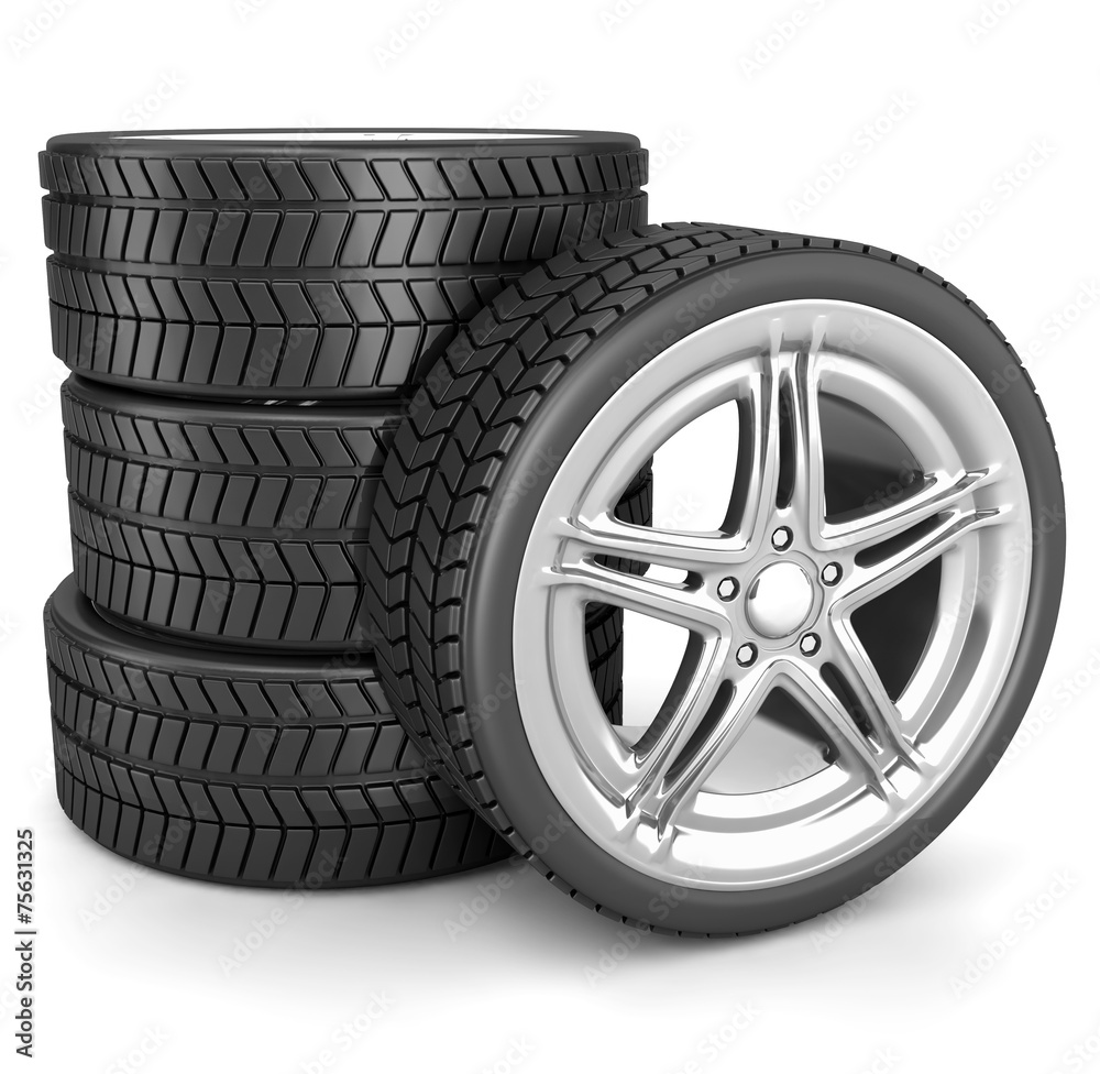 Stock-Illustration „Car tyres set isolated“ | Adobe Stock