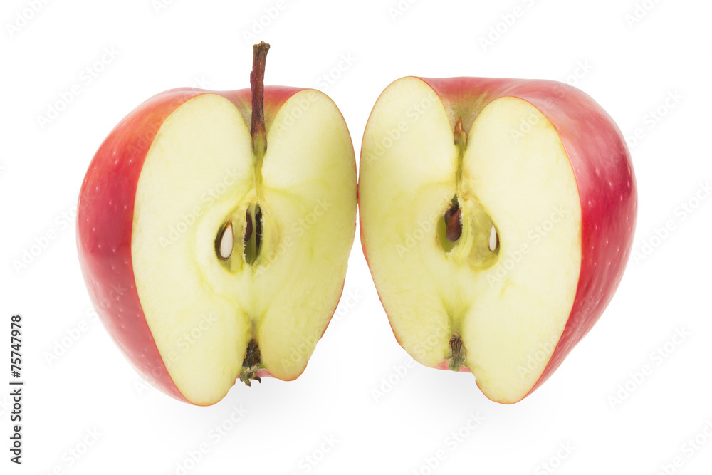 Red apple cut into two parts Stock Photo | Adobe Stock