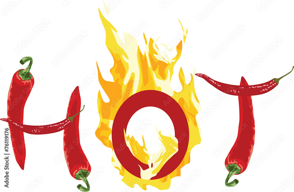 inscription hot of the peppers Stock Vector | Adobe Stock