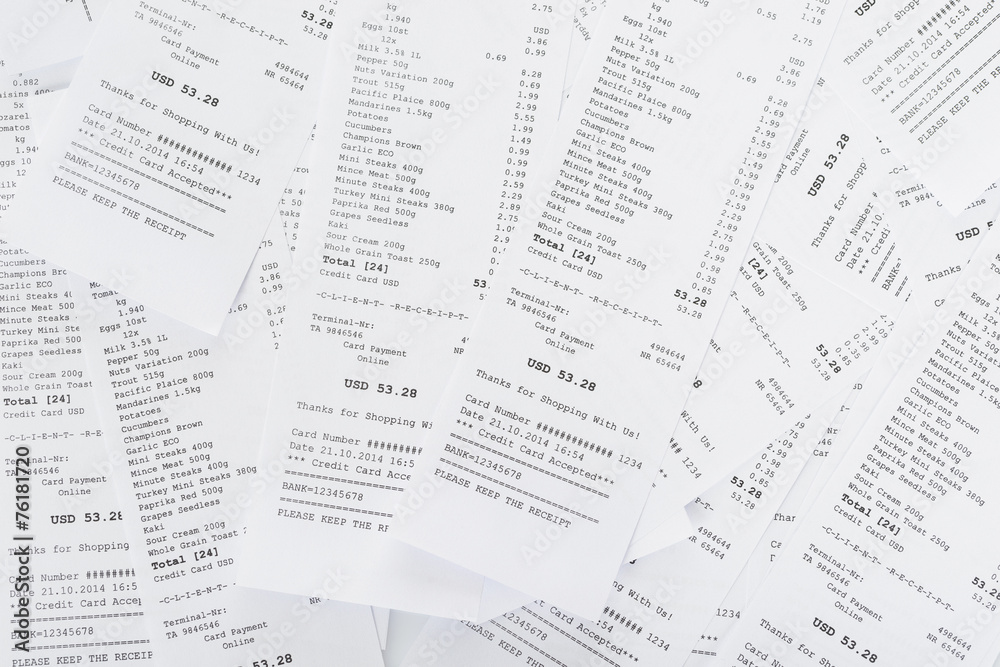 Foto de Stock Collection Of Receipts | Adobe Stock