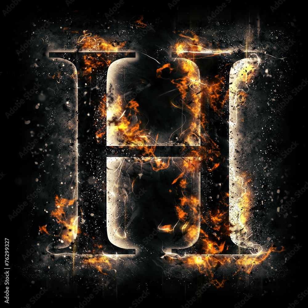 Fire alphabet. Letter H. Stock Illustration | Adobe Stock