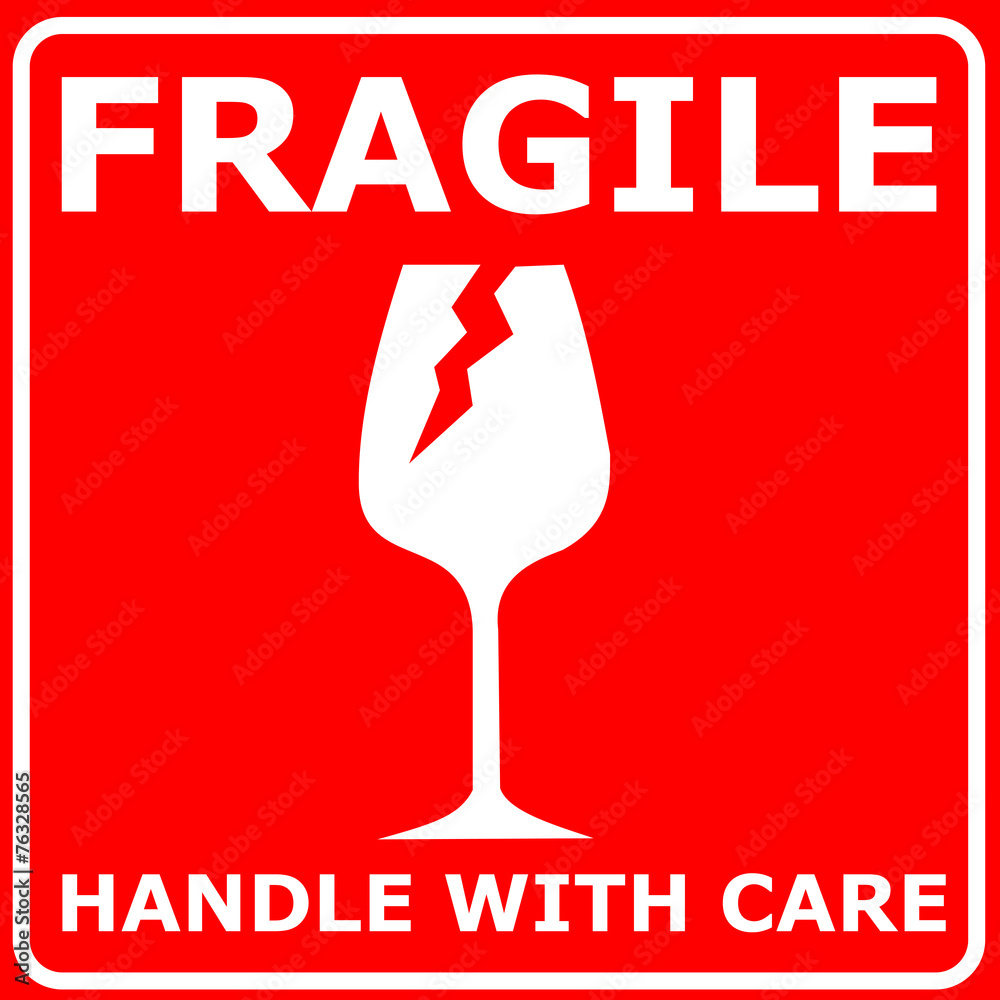 Fragile red sign vector Stock Vector | Adobe Stock