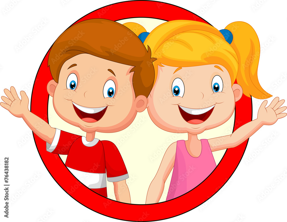 Cute children waving hand Stock Vector | Adobe Stock