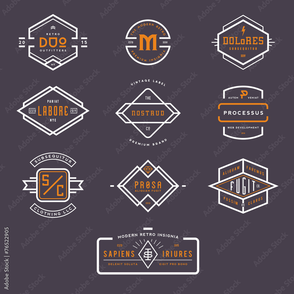 collection of 10 stylish line insignias/badges Stock Vector | Adobe Stock