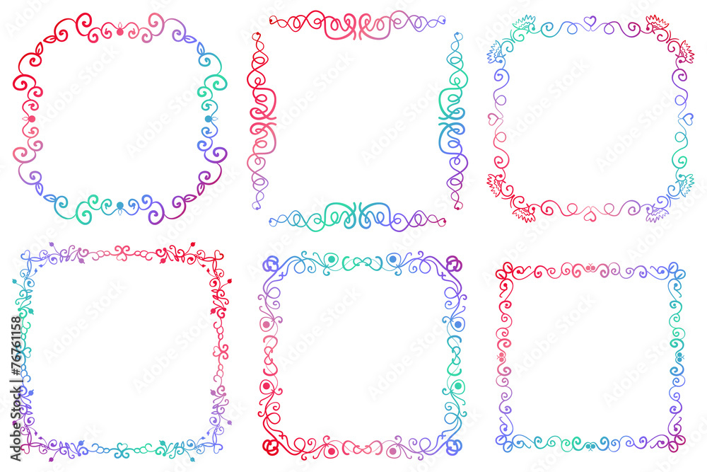 Set of hand drawn colorful doodle frames Stock Vector | Adobe Stock
