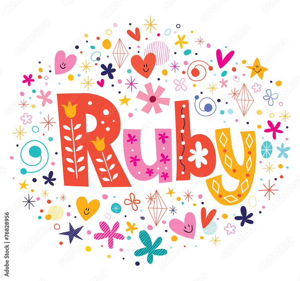 Ruby female name decorative lettering type design Stock Vector | Adobe ...