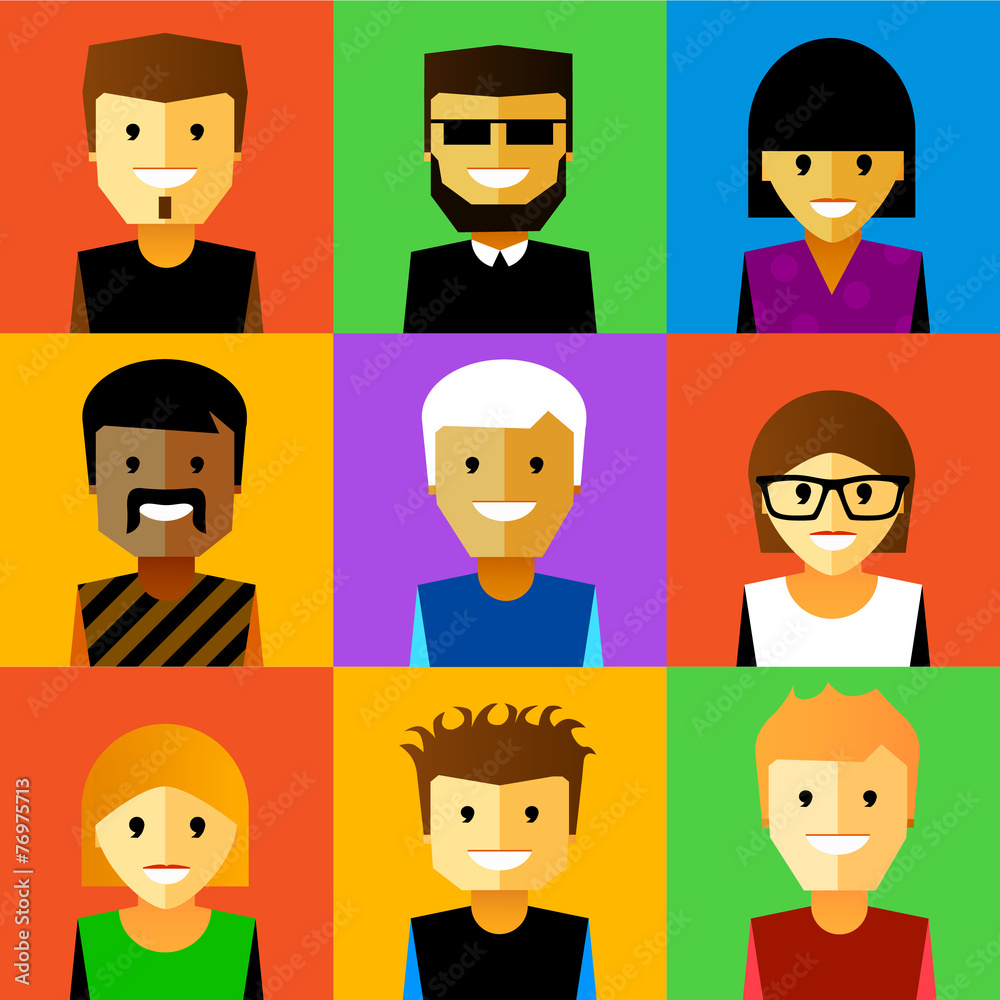 Vector illustration of funny cartoon faces. Stock Vector | Adobe Stock