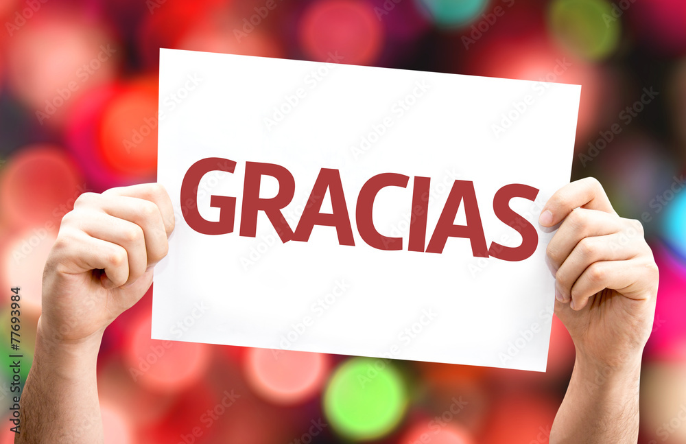 Thank You (in Spanish) card with colorful background Stock Photo ...