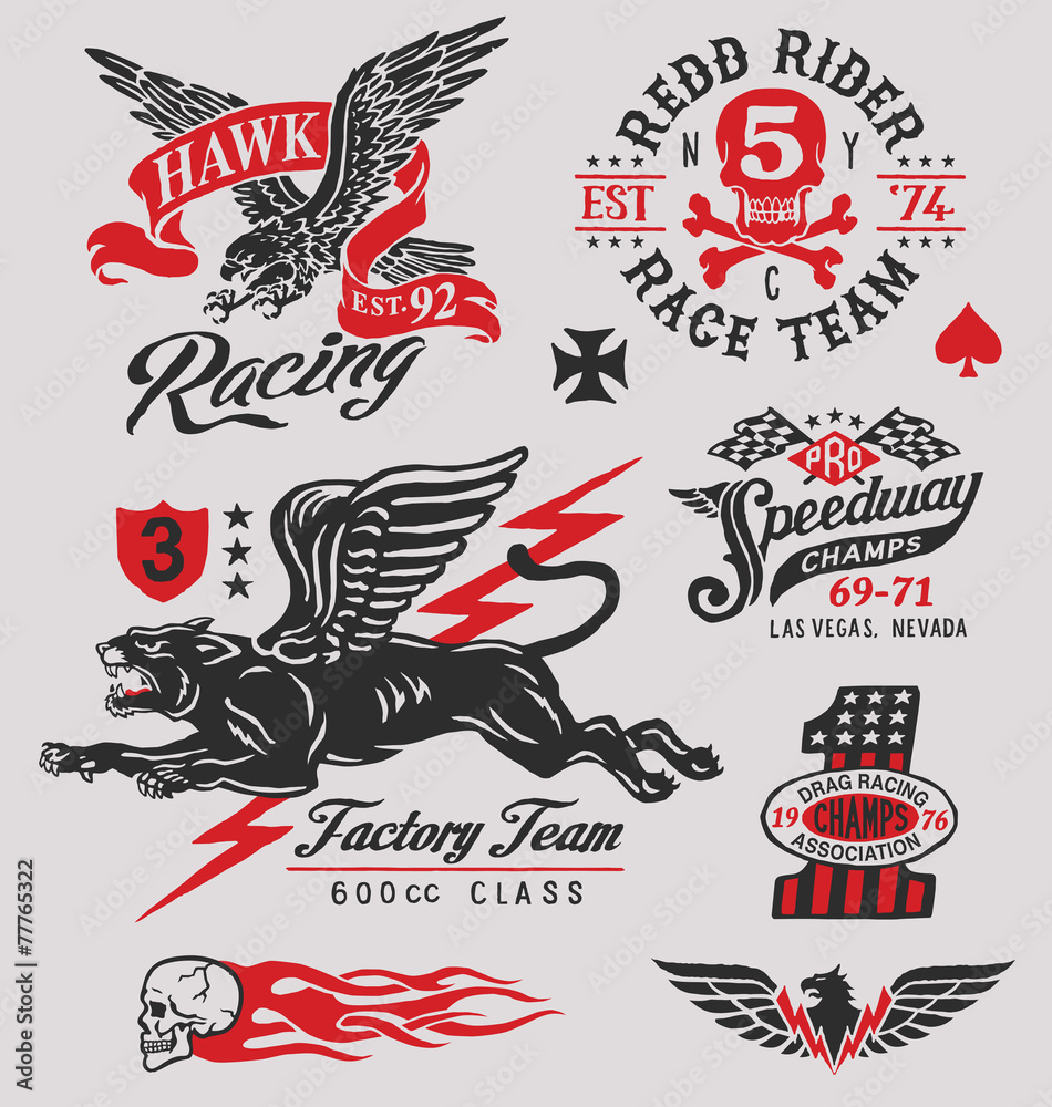 Vintage motor racing graphics Stock Vector | Adobe Stock