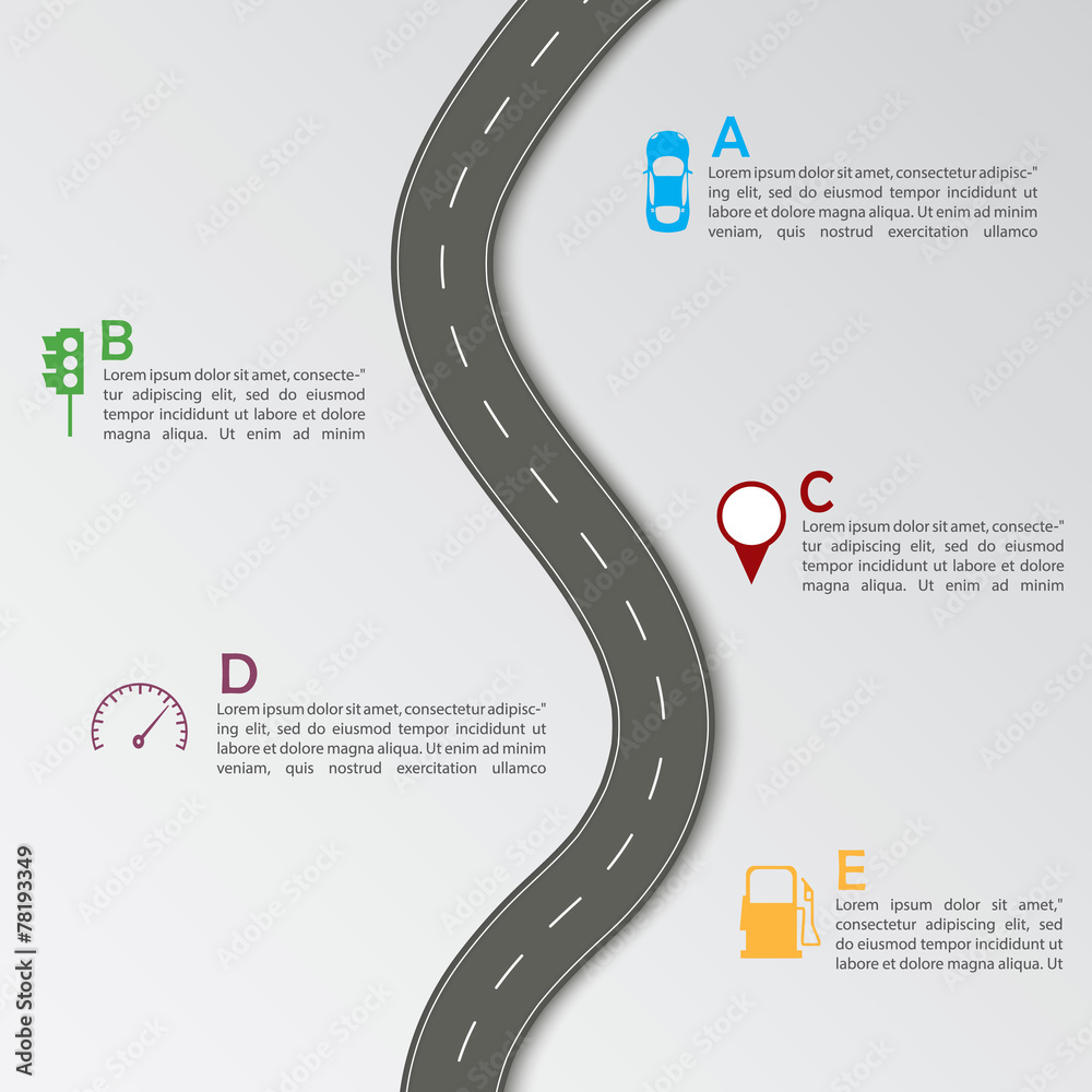 Road infographic template Stock Vector | Adobe Stock