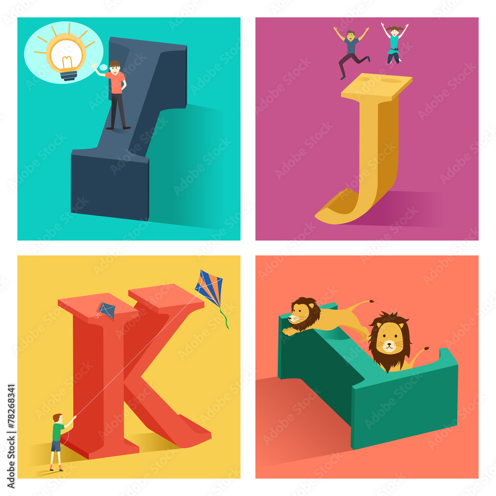 Alphabets concept in 3D Stock Vector | Adobe Stock