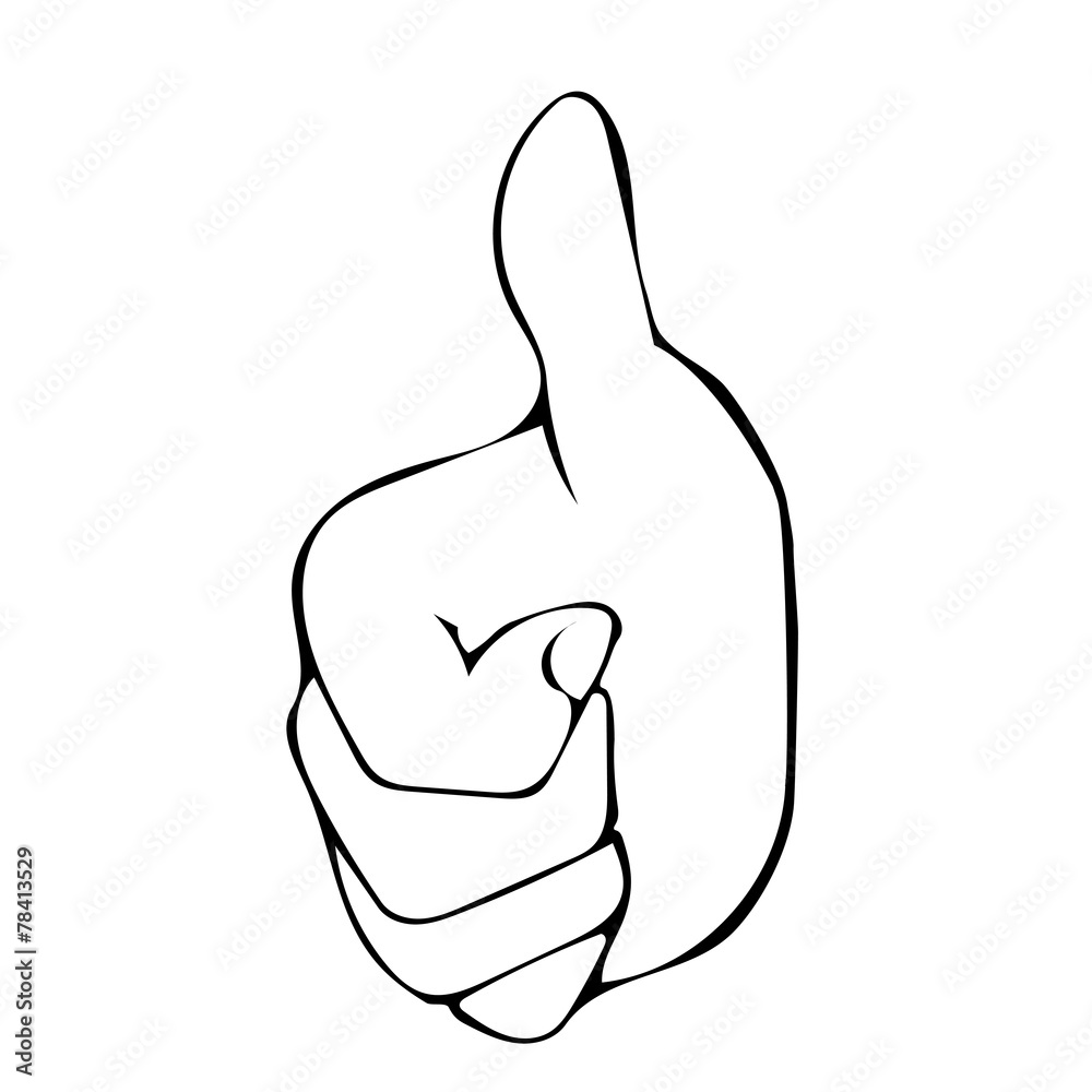 Sketch line drawing Hand with thumb up Stock Vector | Adobe Stock
