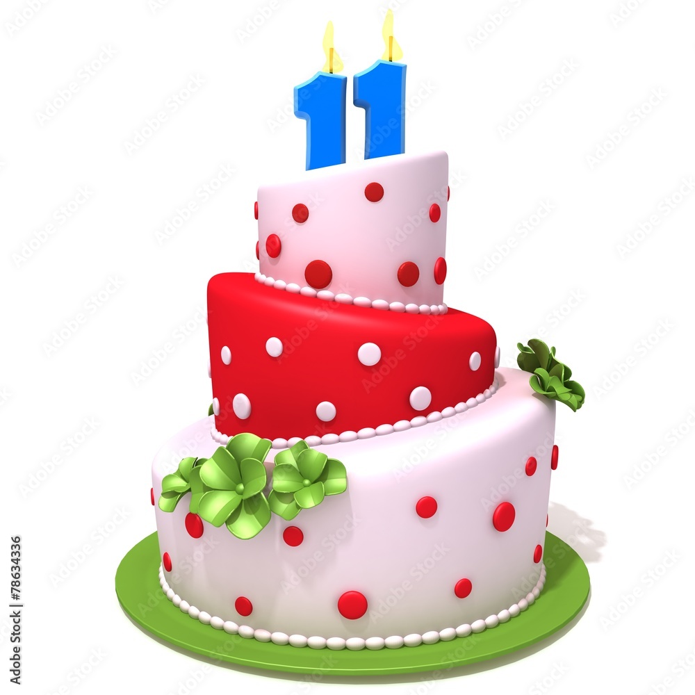 Birthday cake with number eleven Stock Illustration | Adobe Stock