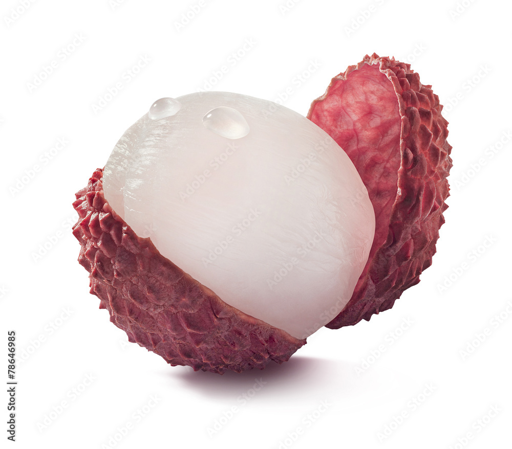 Single open lychee isolated on white background Stock Photo | Adobe Stock